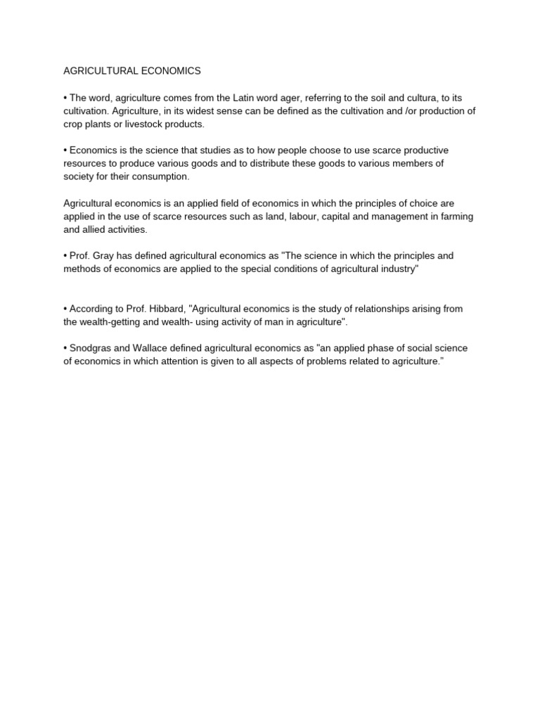 Agricultural Economics | PDF