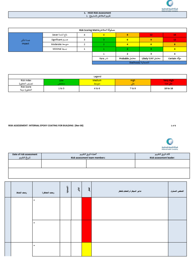 RA & HSE Assessment Checklist Epoxy Coating For Building Rev 00 | PDF
