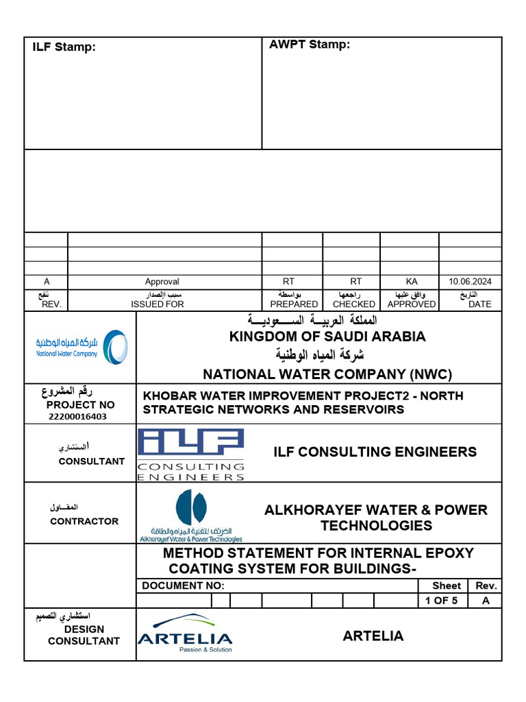 Method Statement For Internal Epoxy Coating System For Buildings | PDF