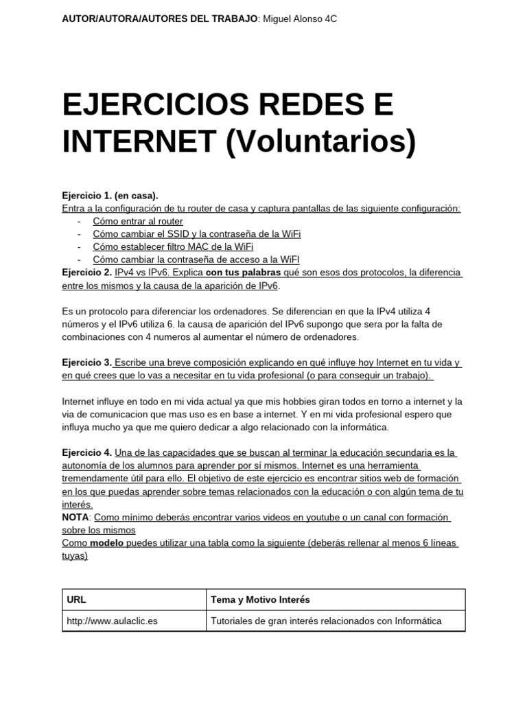 Ejercicios Tic Tema 3 Voluntarios | PDF