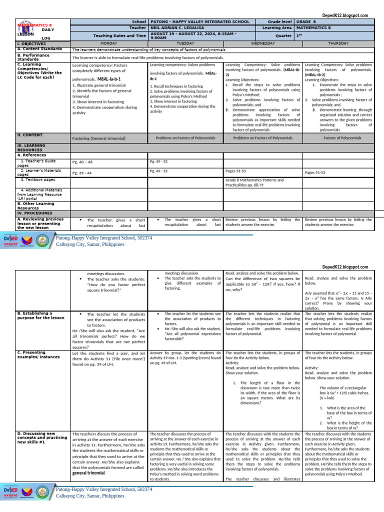 DLL G8 W1 Q1 Legalisa | PDF