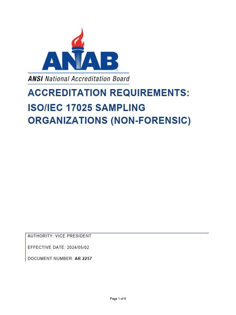 AR 2257 Accreditation Requirements - ISO - IEC 17025 Sampling ...