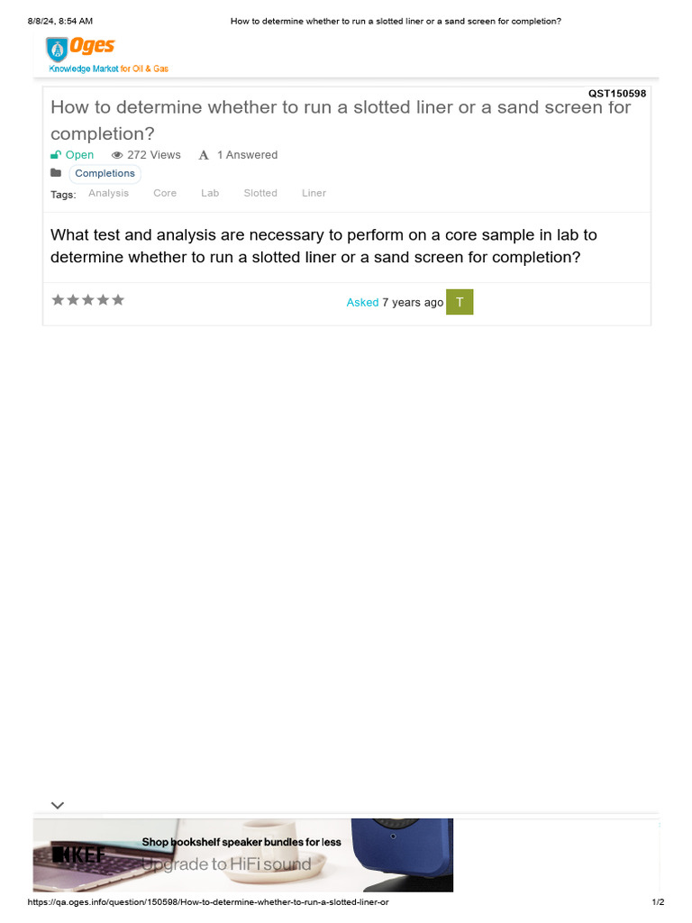 How To Determine Whether To Run A Slotted Liner or A Sand Screen For ...