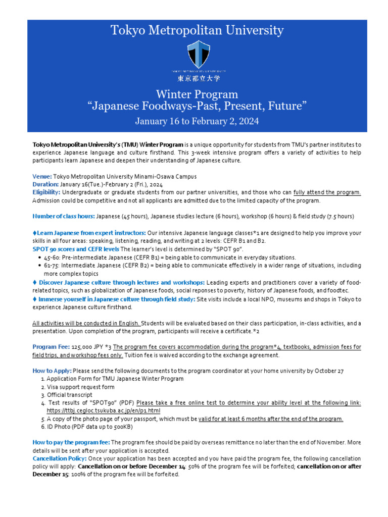 2023japanese Winter Program | PDF | Career & Growth