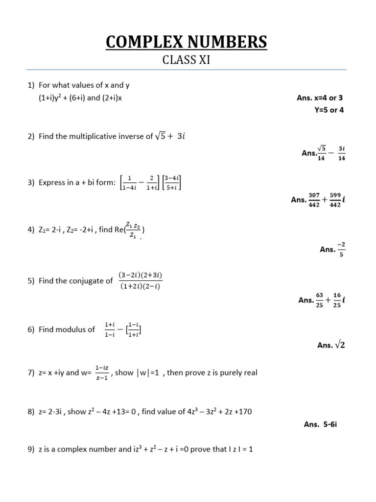 Complex Numbers | PDF