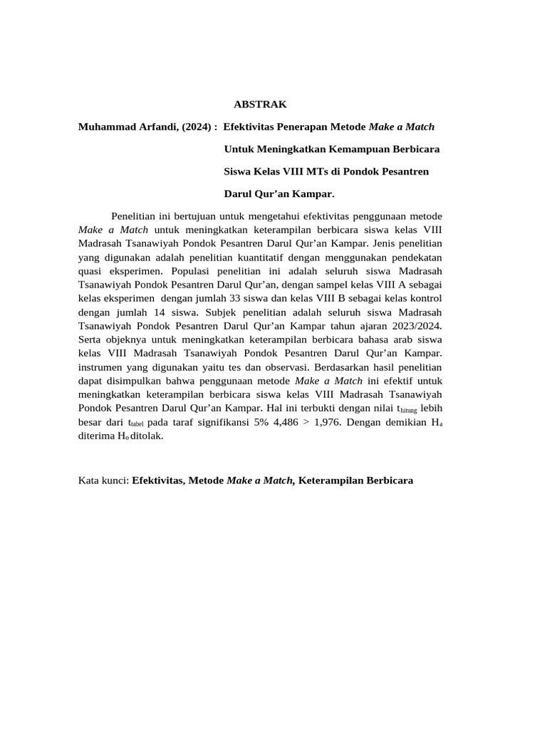 ABSTRAK Muhammad Arfandi Pendidikan Bahasa Arab | PDF