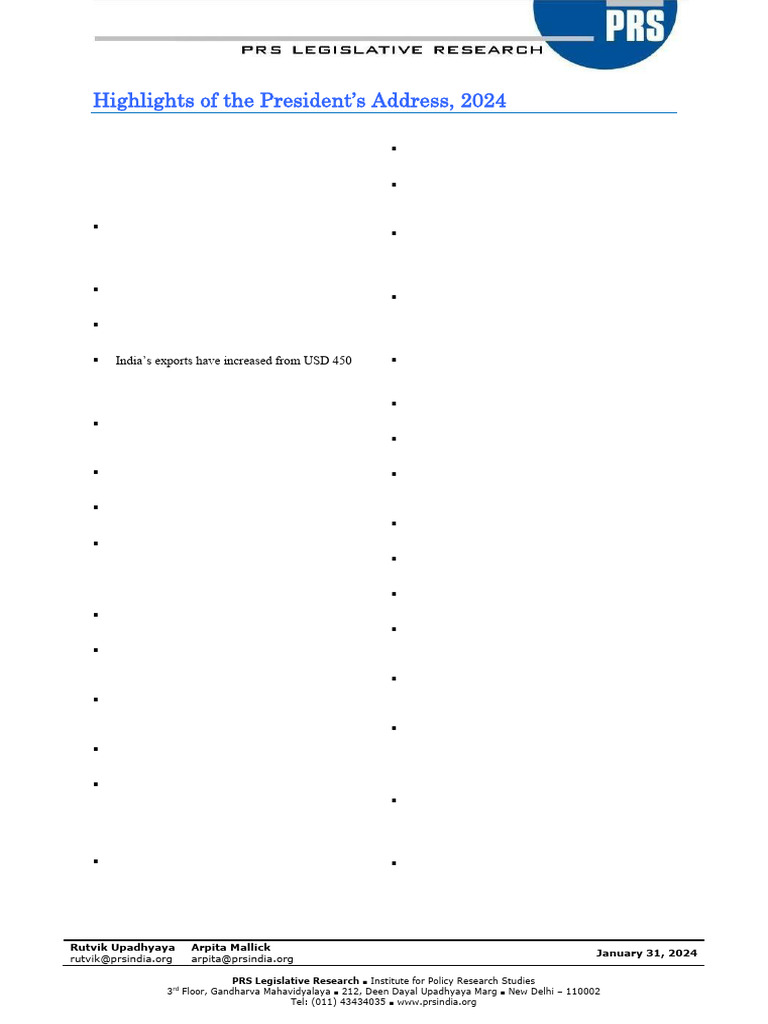 President Address 2024 | PDF
