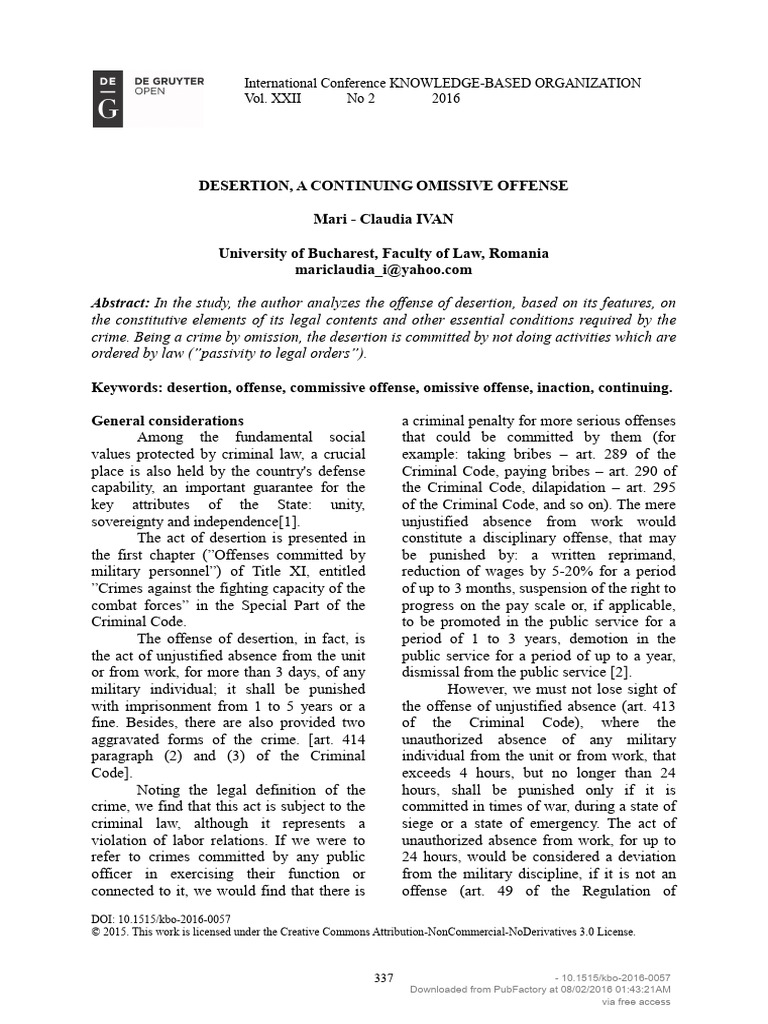 Desertion A Continuing Omissive Offense | PDF