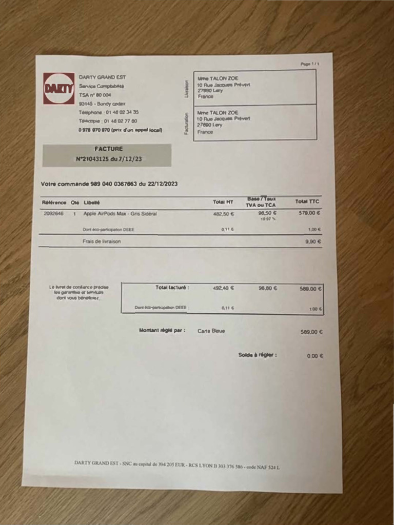 AirPods Receipt | PDF