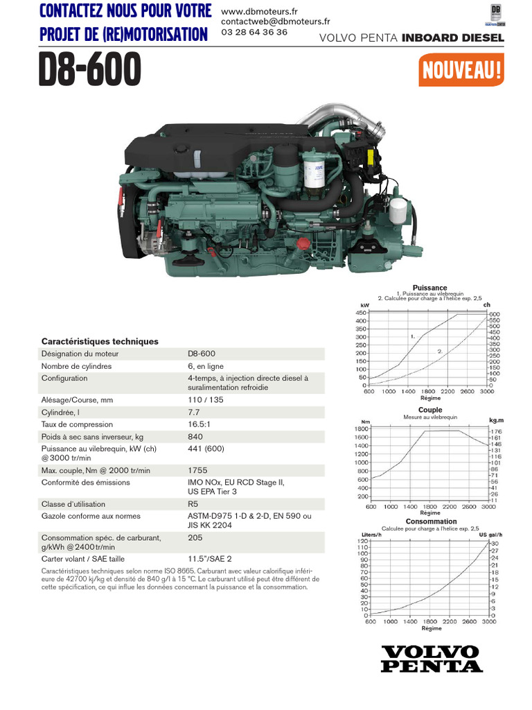 Brochure Volvo Penta D8 600 Dbmoteurs | PDF
