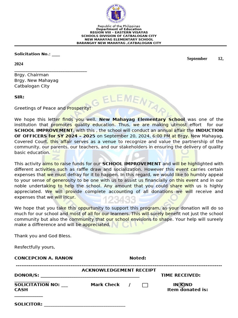 Solicitation Induction 2024 | PDF