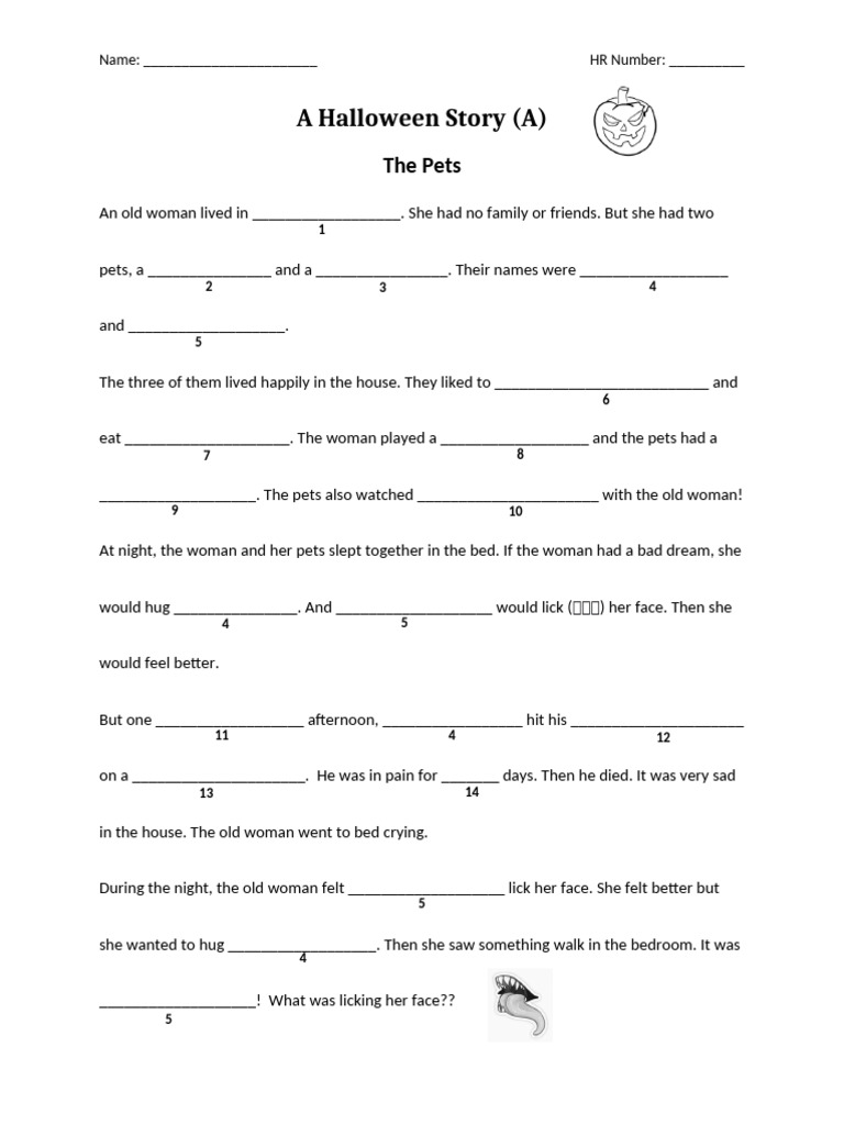 Halloween Short Stories Worksheet Templates Layouts - 130013 | PDF