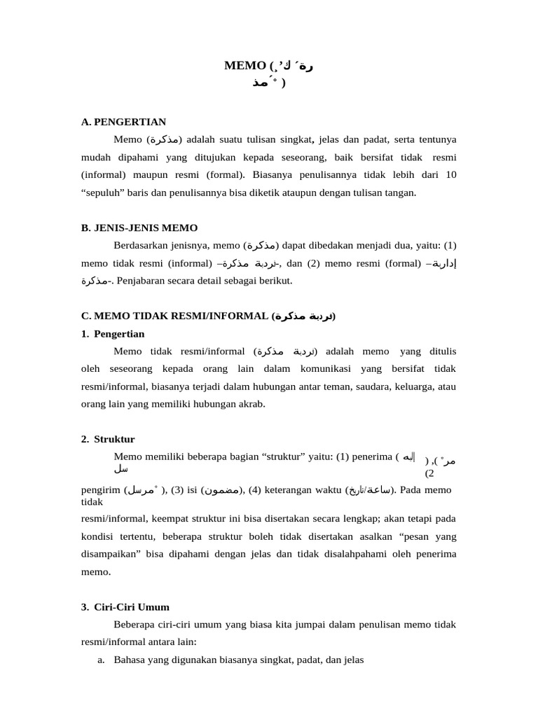 Menulis Memo Bahasa Arab | PDF