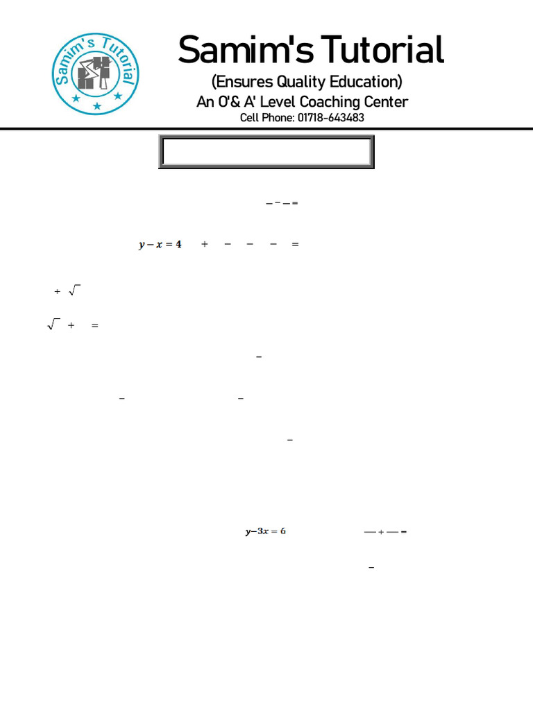 Worksheet-1 Simultaneous Equations (2010-2021) | PDF