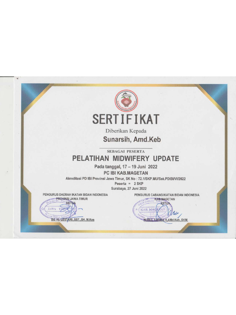 Sertifikat Pelatihan MU | PDF