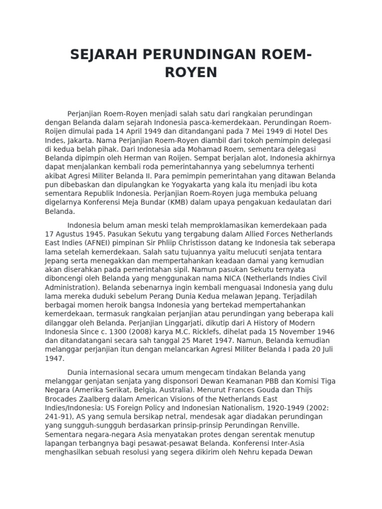 Sejarah Perundingan Roem | PDF