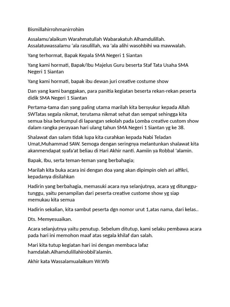 Teks MC Fashion Show | PDF