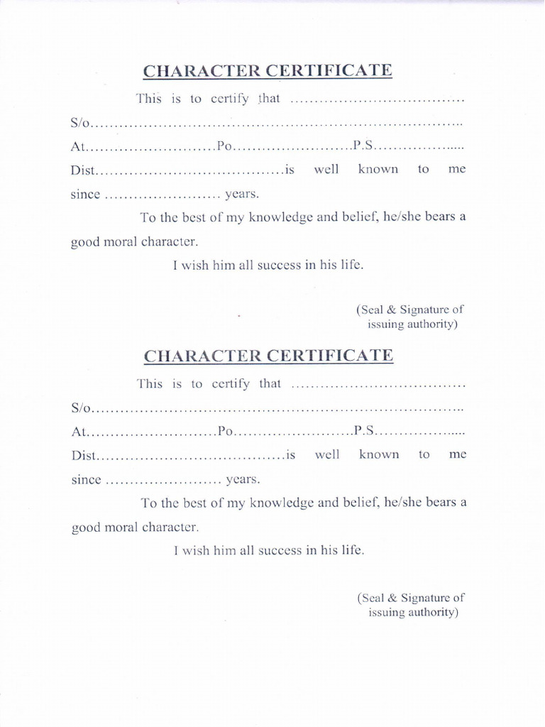 Character Certificate1 | PDF