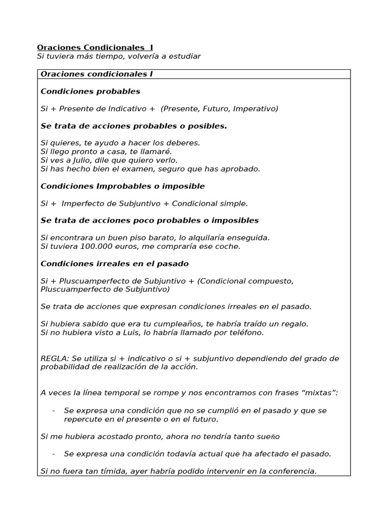 Oraciones Condicionales | PDF | Relaciones sintácticas | Lingüística
