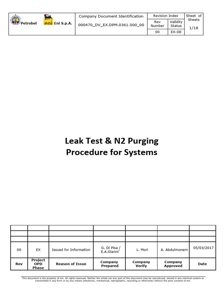 Leak Test & N2 Purging Procedure For Systems Commissioing | PDF