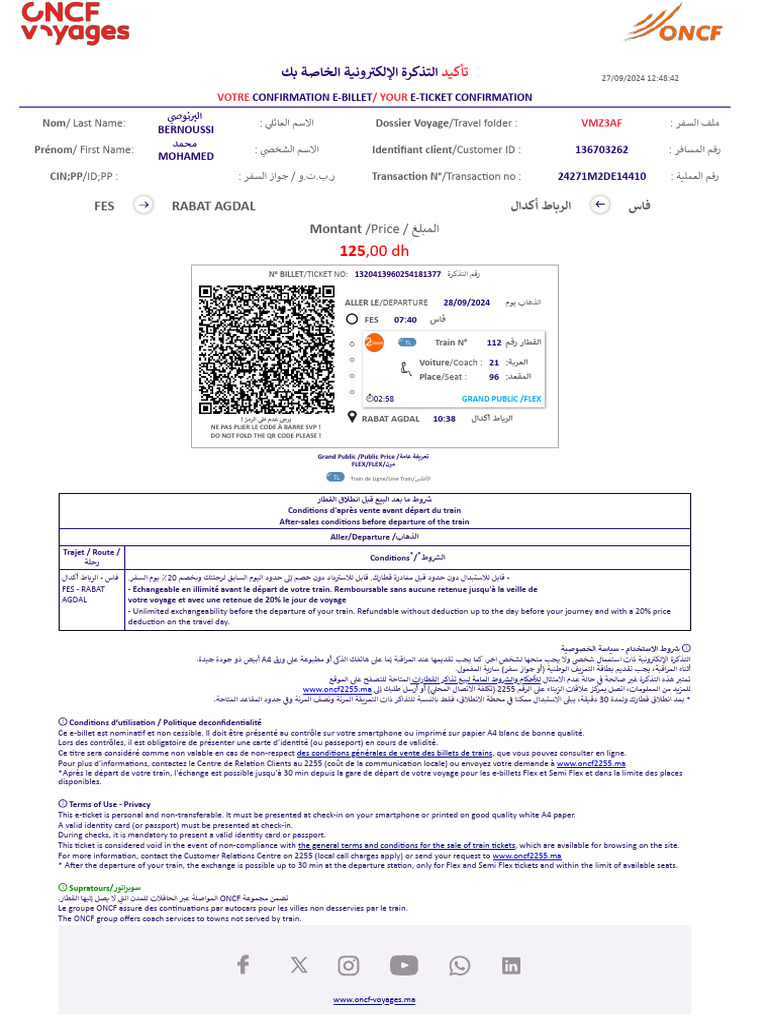 Oncf Voyages Mohamed Bernoussi | PDF
