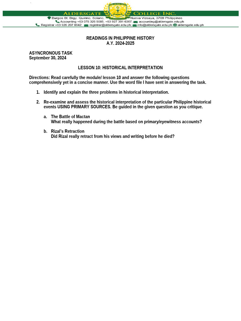 Lesson 10 RPH Activity | PDF