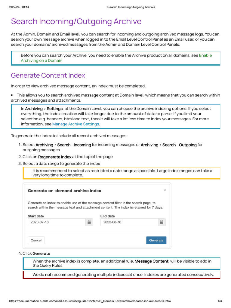 Search Incoming - Outgoing Archive | PDF