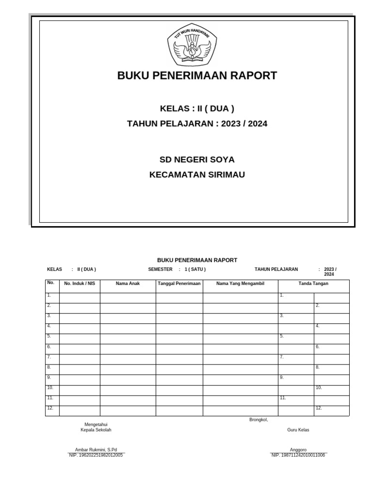 Buku Penerimaan Raport | PDF