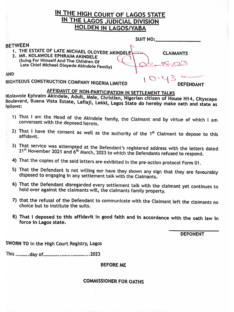 Affidavit of Non Participating | PDF