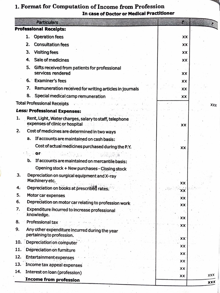 Format of Income From Profession | PDF