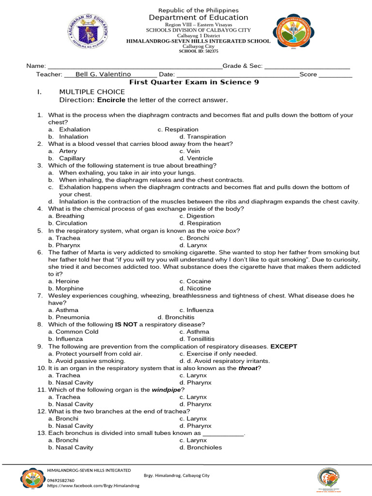 Science 9 Exam | PDF