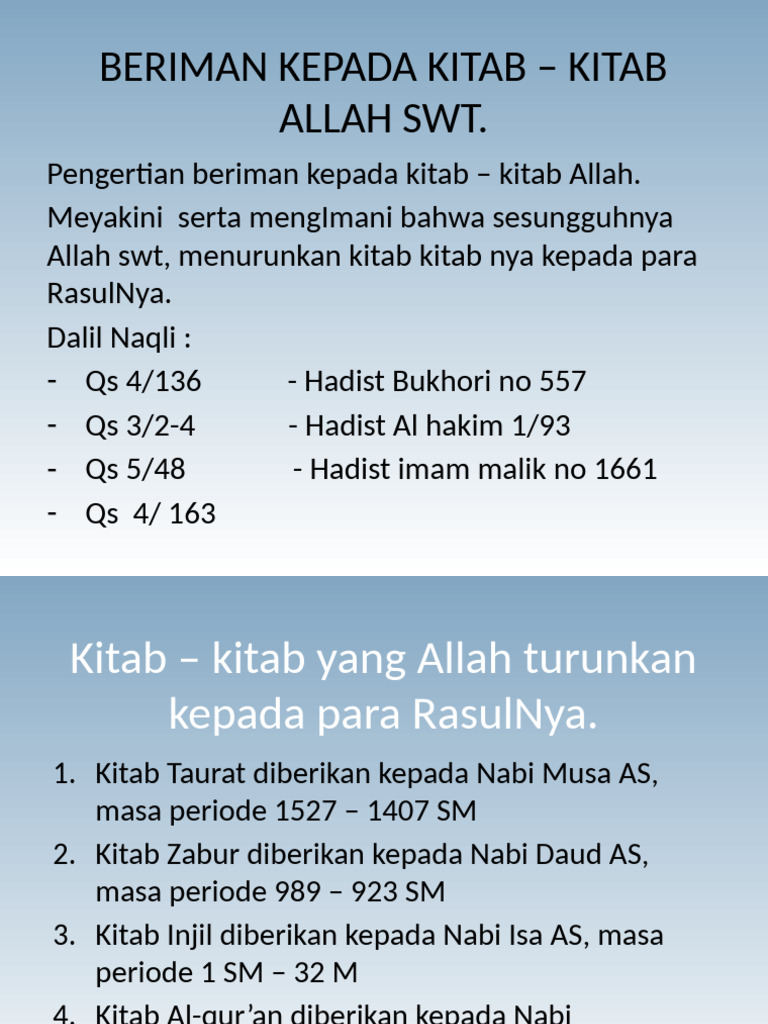 Beriman Kepada Kitab - Kitab Allah SWT | PDF