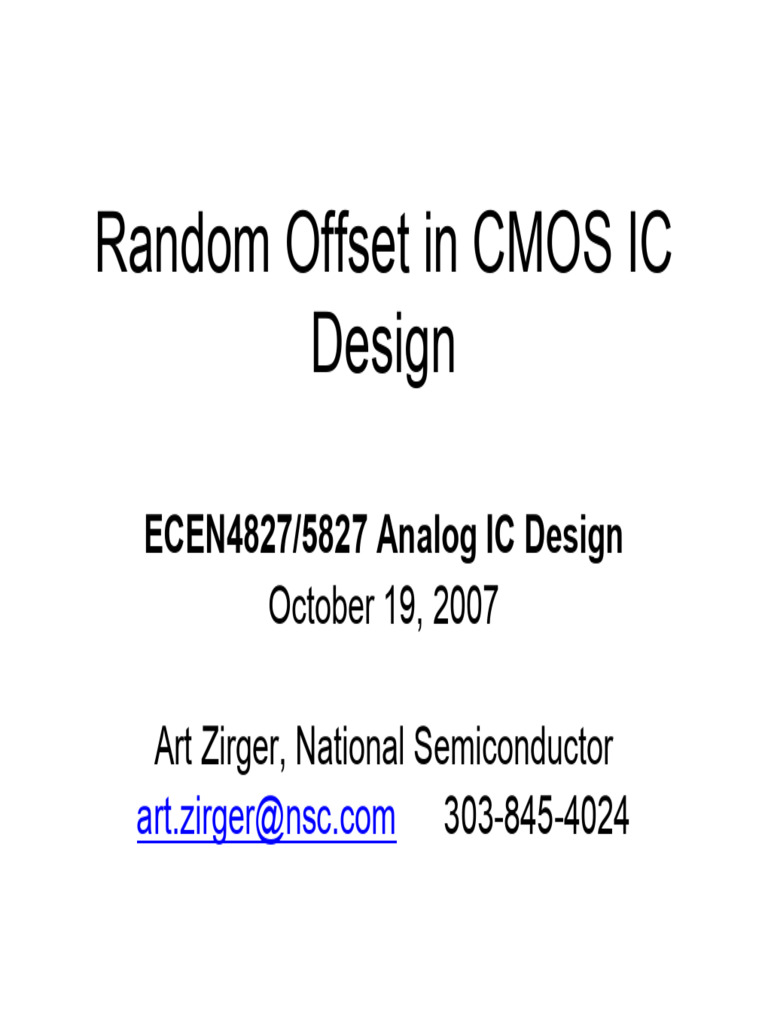 Random Offset in CMOS IC Design | PDF