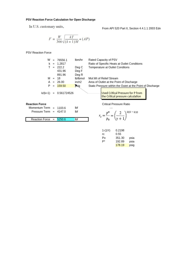 Steam PSV - Reaction Force Calculation | PDF | Pressure | Science ...