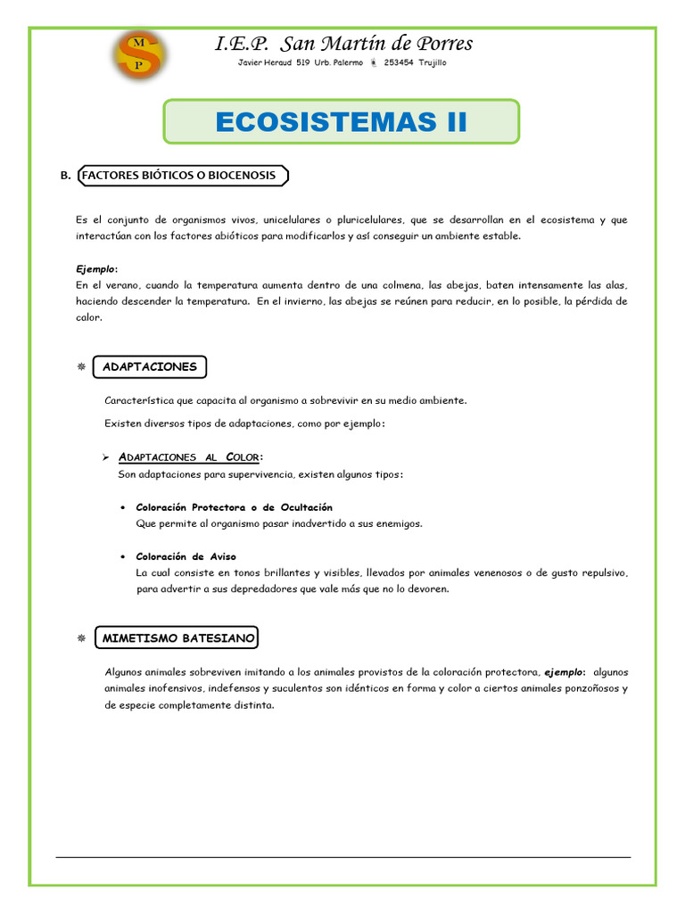 Factor Biótico Del Ecosistema S4 | PDF