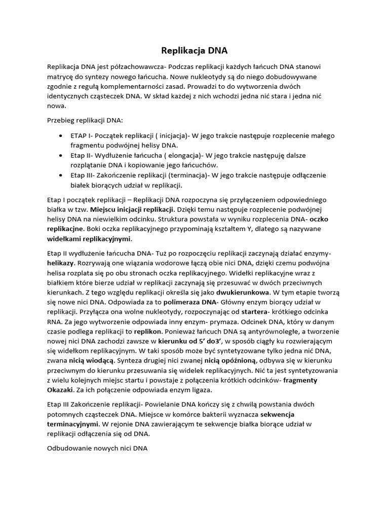 Replikacja DNA | PDF