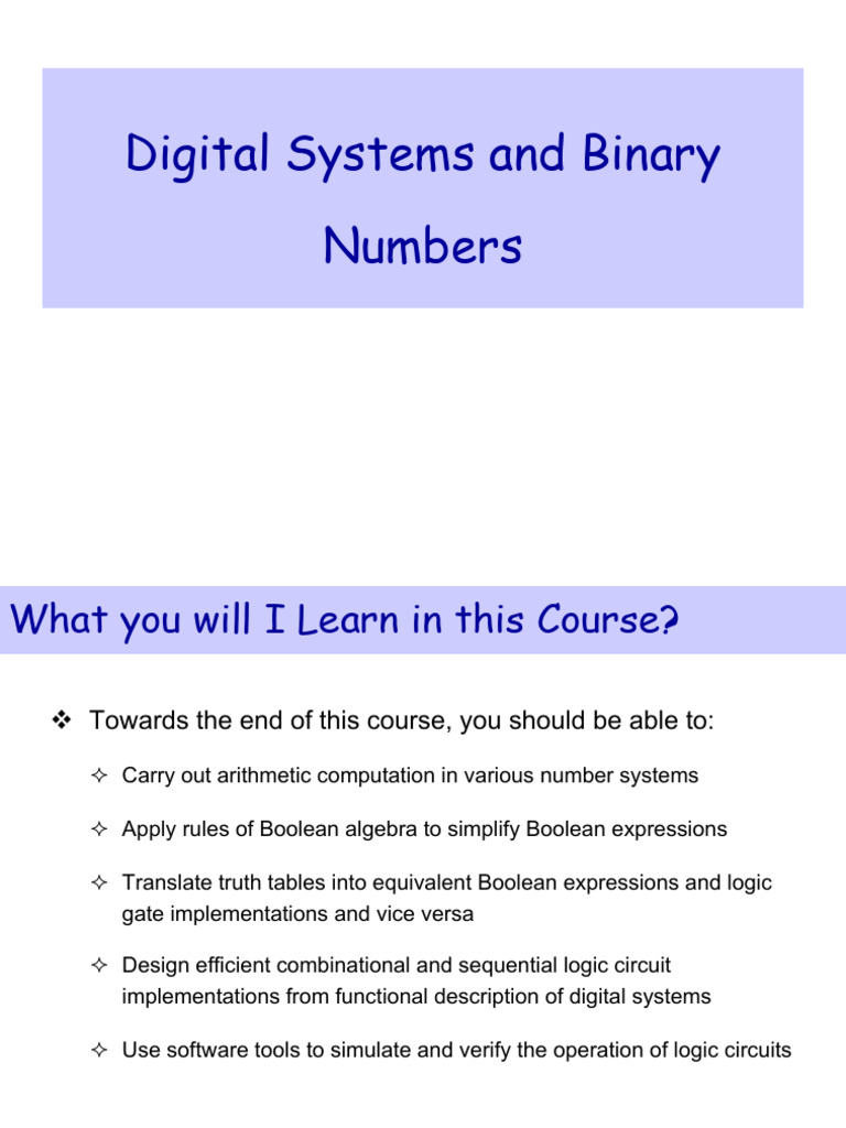 Ch1 - Digital Systems and Binary Numbers | PDF