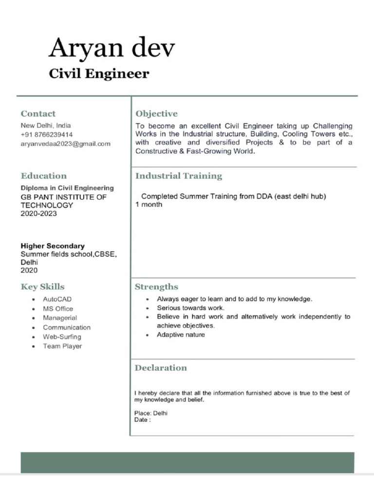CV, Aryan Dev | PDF