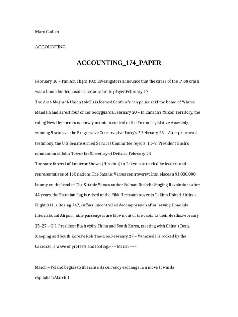 Accounting 174 Paper | PDF