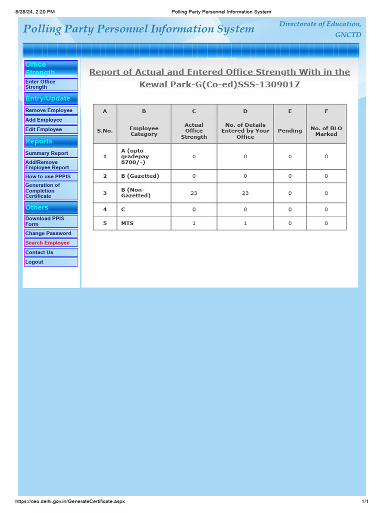 Polling Party Personnel Information System | PDF