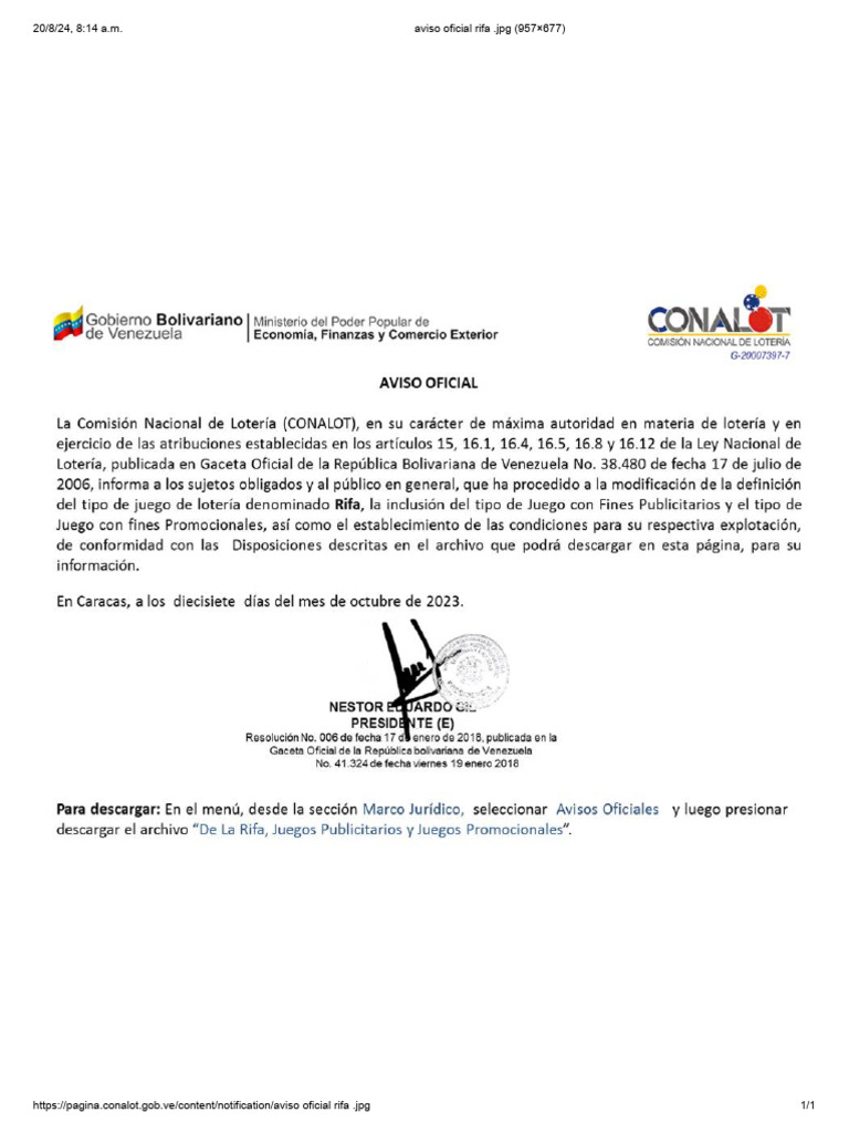Aviso Oficial Rifa | PDF