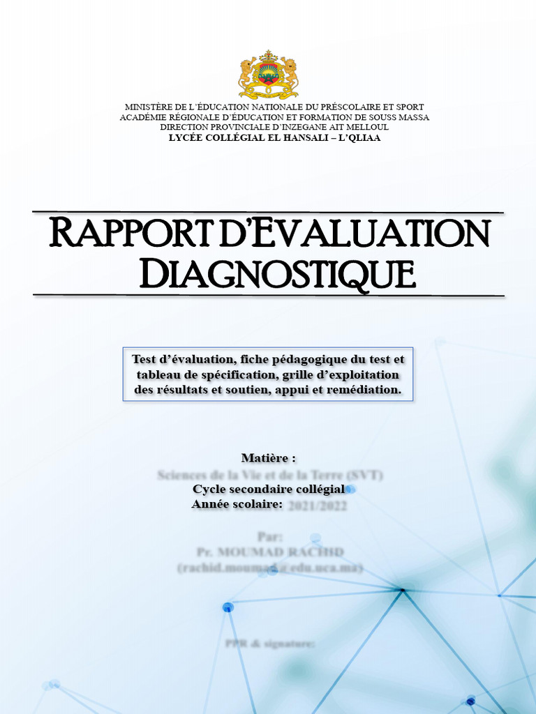 Rapport Test Diagnostique - Moumadrachid | PDF