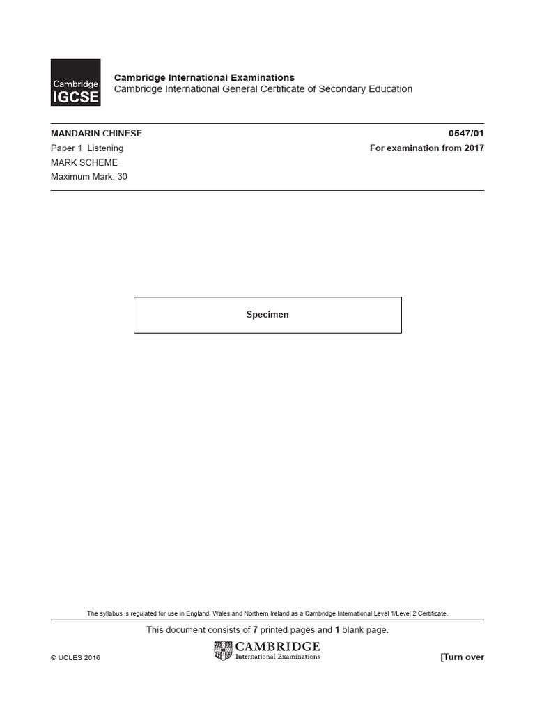 Cambridge International General Certi Cate of Secondary Education | PDF