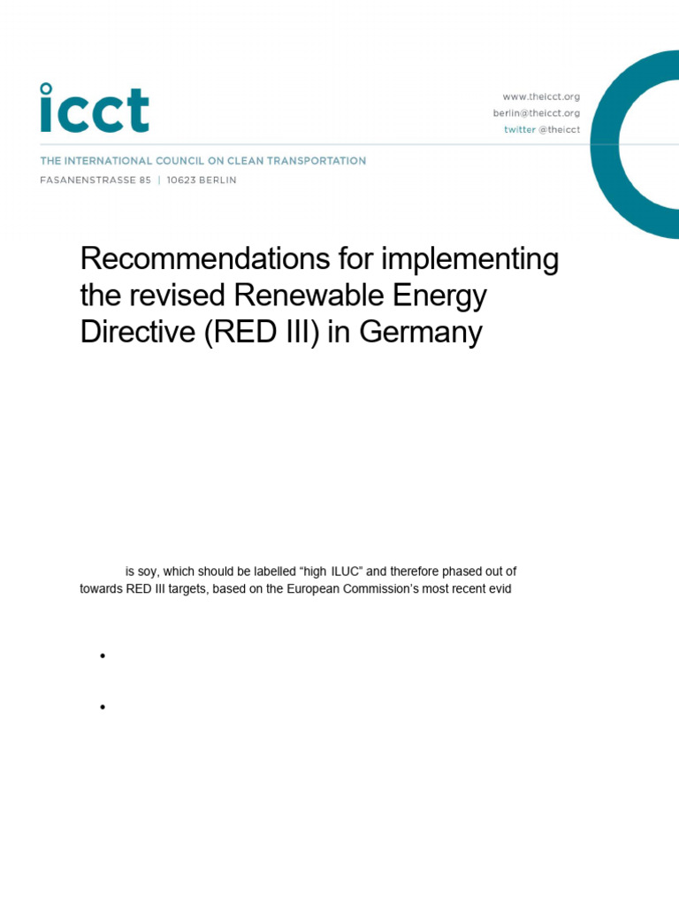 Recommendations For Implementing The Revised Renewable Energy Directive ...