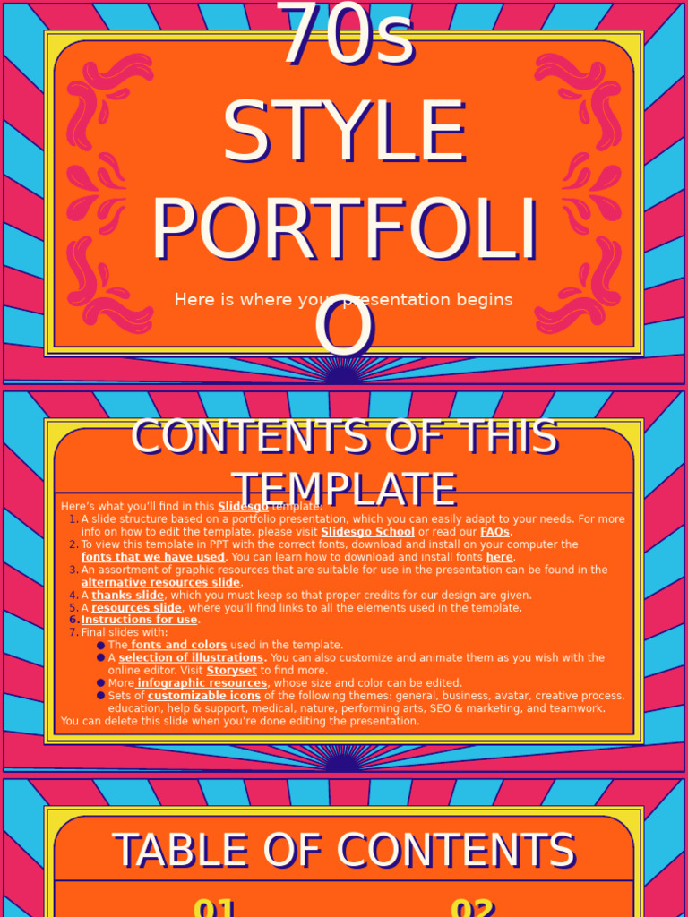 70s Style Portfolio by Slidesgo | PDF