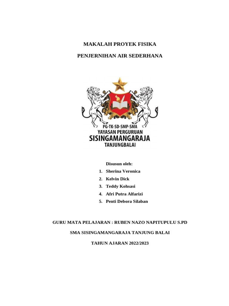 Makalah Proyek Fisika Penjernihan Air | PDF