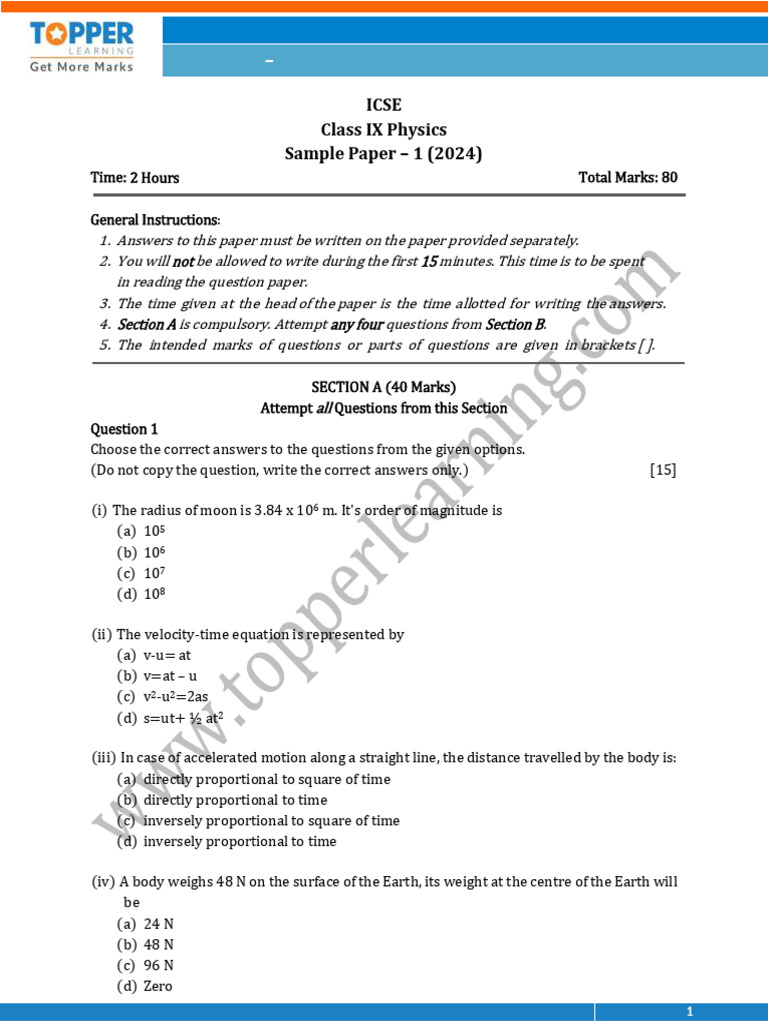 Sample Paper Physics | PDF