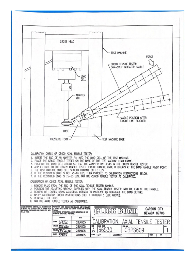 Clickbond CB609 Axial Tensile Tester Calibration Procedure | PDF