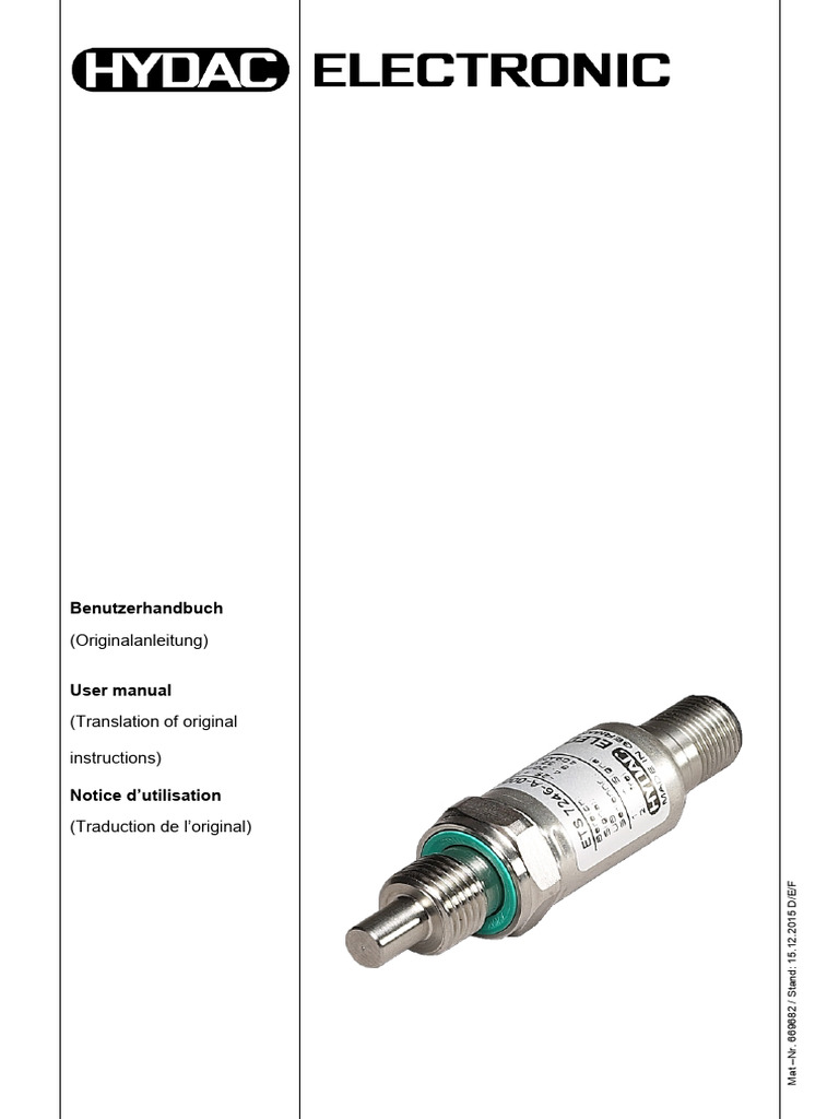 Hydac Electronics ETS 72000 Series Temperature Transmitter Instruction ...