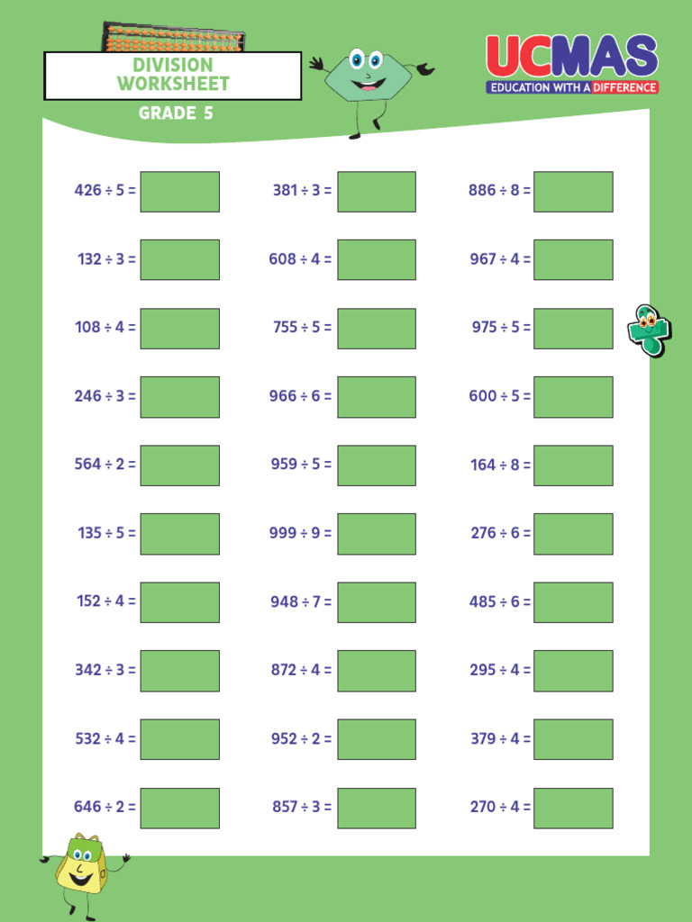 Grade 5 Division Worksheet 2 Min | PDF